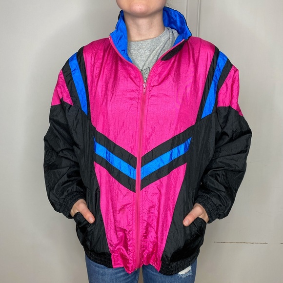 Jackets & Coats | Vintage 9s Color Block Pink Blue Windbreaker | Poshmark